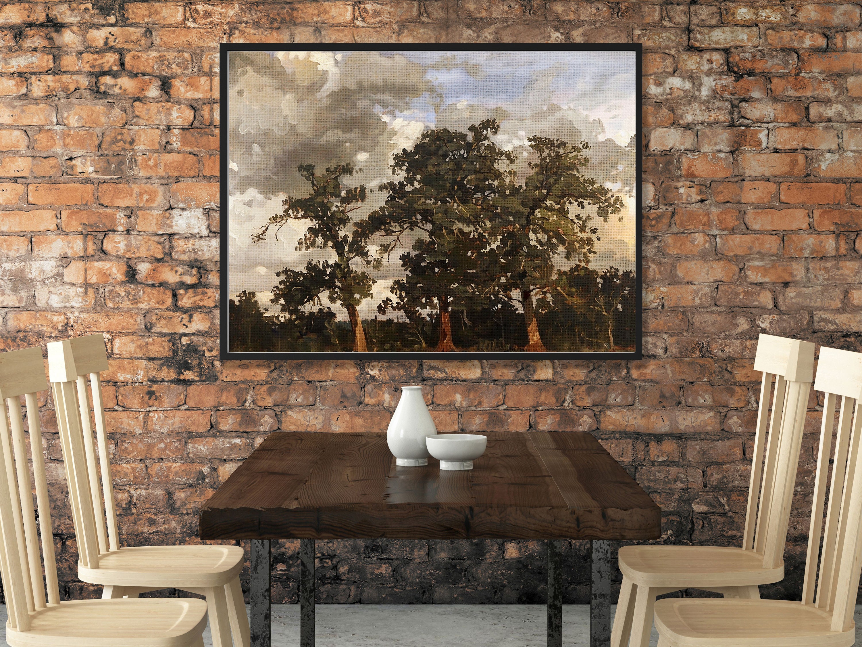 Oak Tree Art Forest Painting Landscape ART PRINT Vintage Oil Painting ...