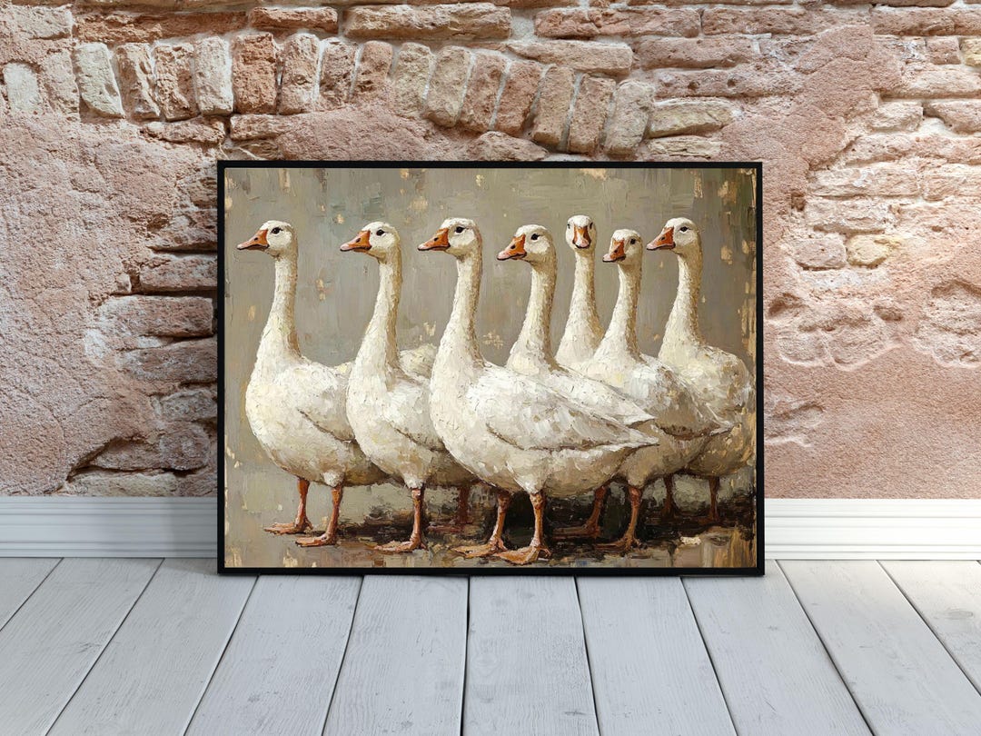 White Goose Painting for Farmhouse Wall Decor Goose Oil Painting, Best ...