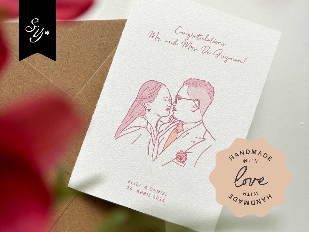 Personalized Card With Portrait, Valentine's Day, Birthday Card, Hand ...