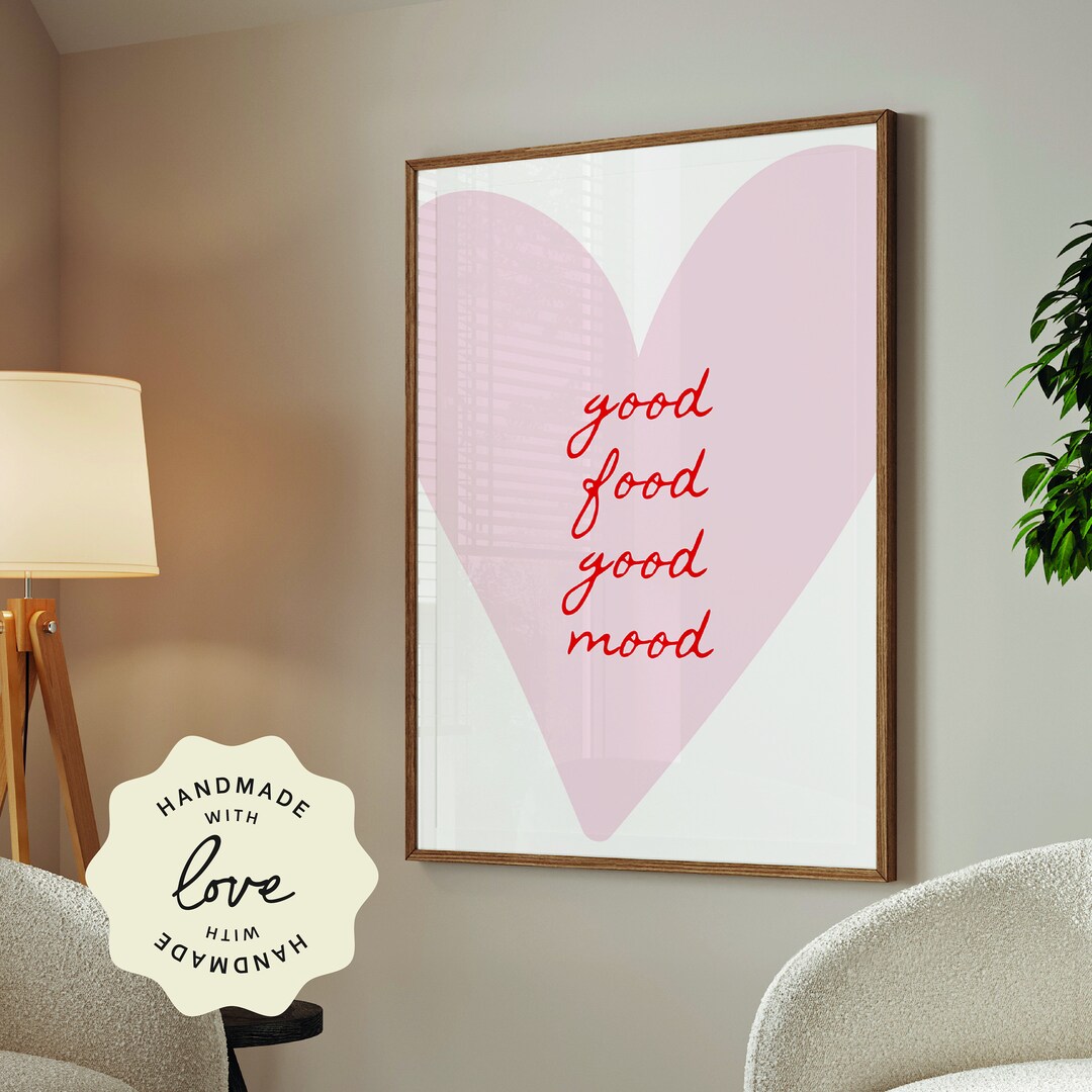 Digital Poster, Good Mood Good Food Saying, Home Decor, Wall Art With ...