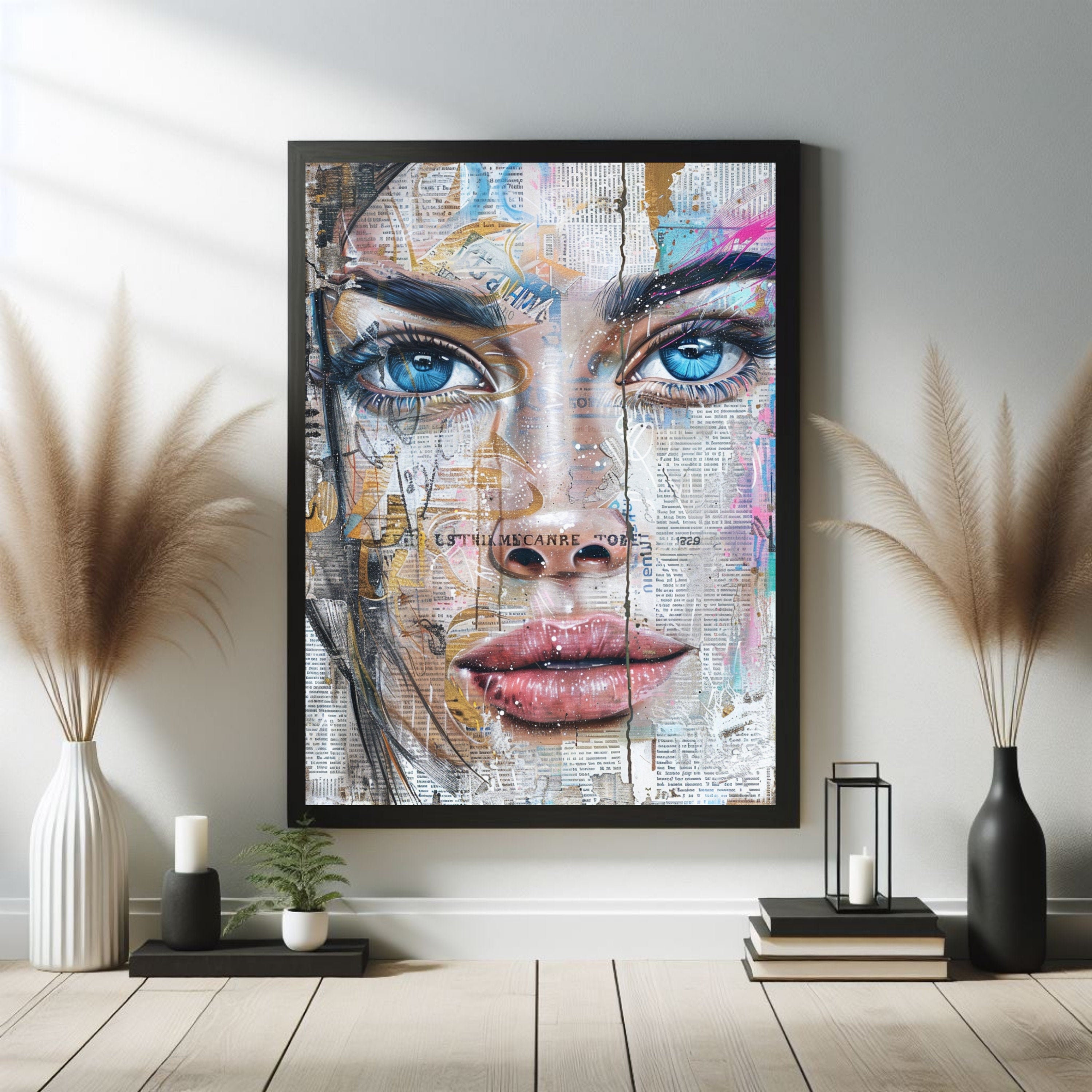 Digital Abstract Portrait Art Printable Wall Decor Instant Download ...