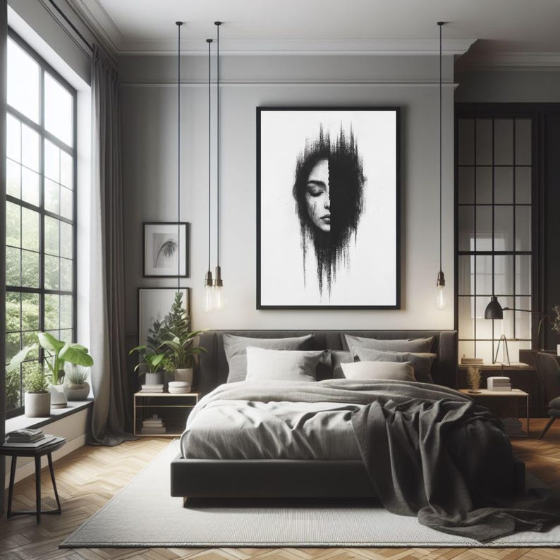 Digital Abstract Portrait Art | Printable Wall Decor | Instant Download ...