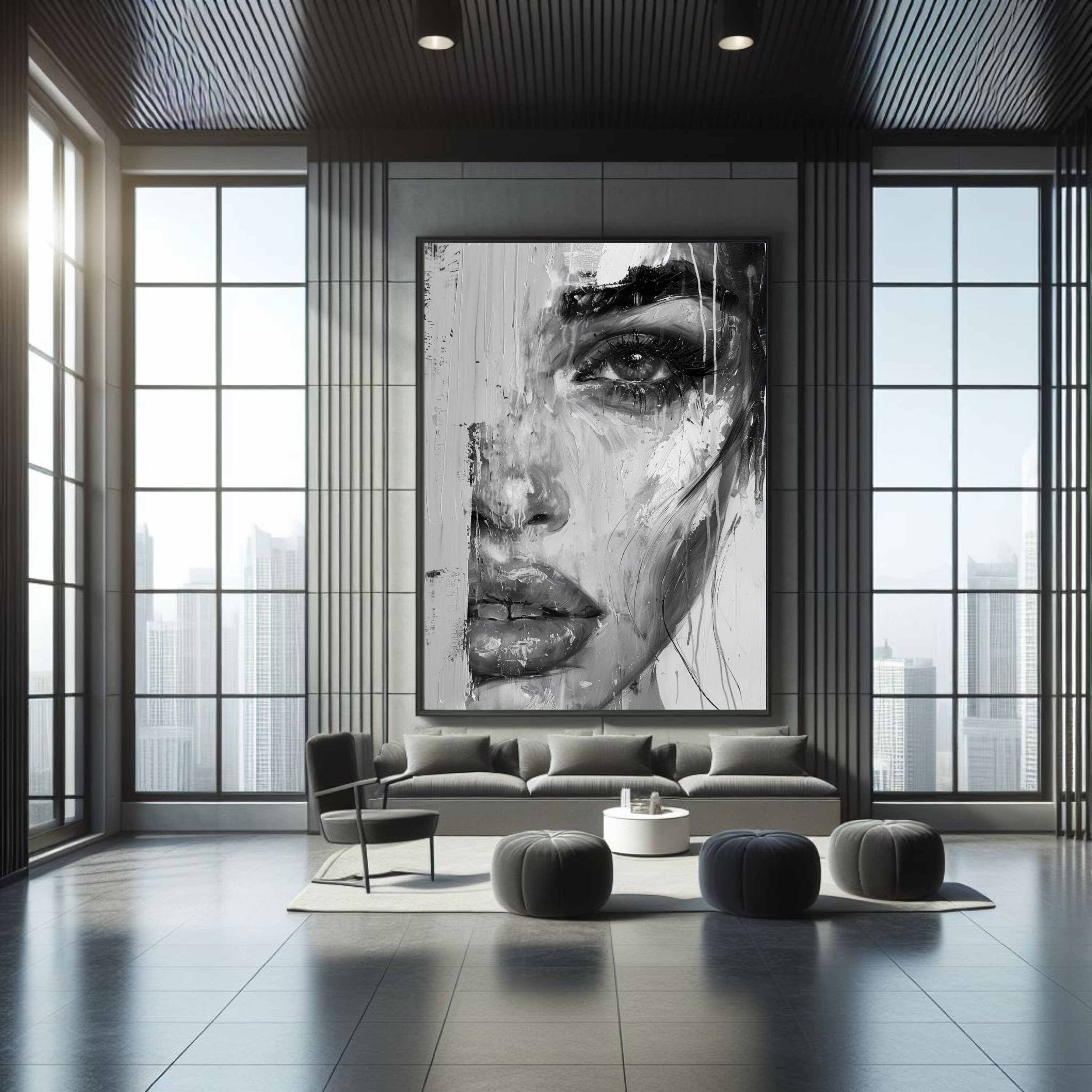 Digital Abstract Portrait Art Printable Wall Decor Instant Download ...