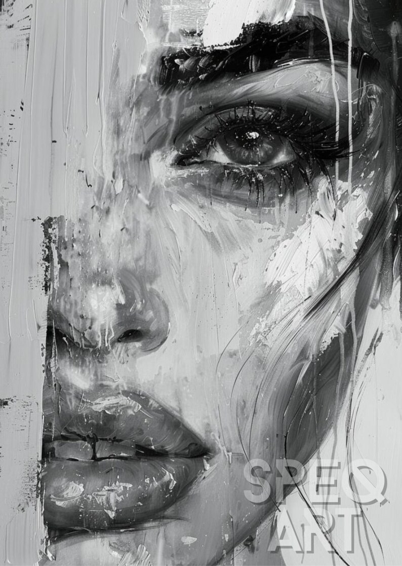 Digital Abstract Portrait Art Printable Wall Decor Instant Download ...