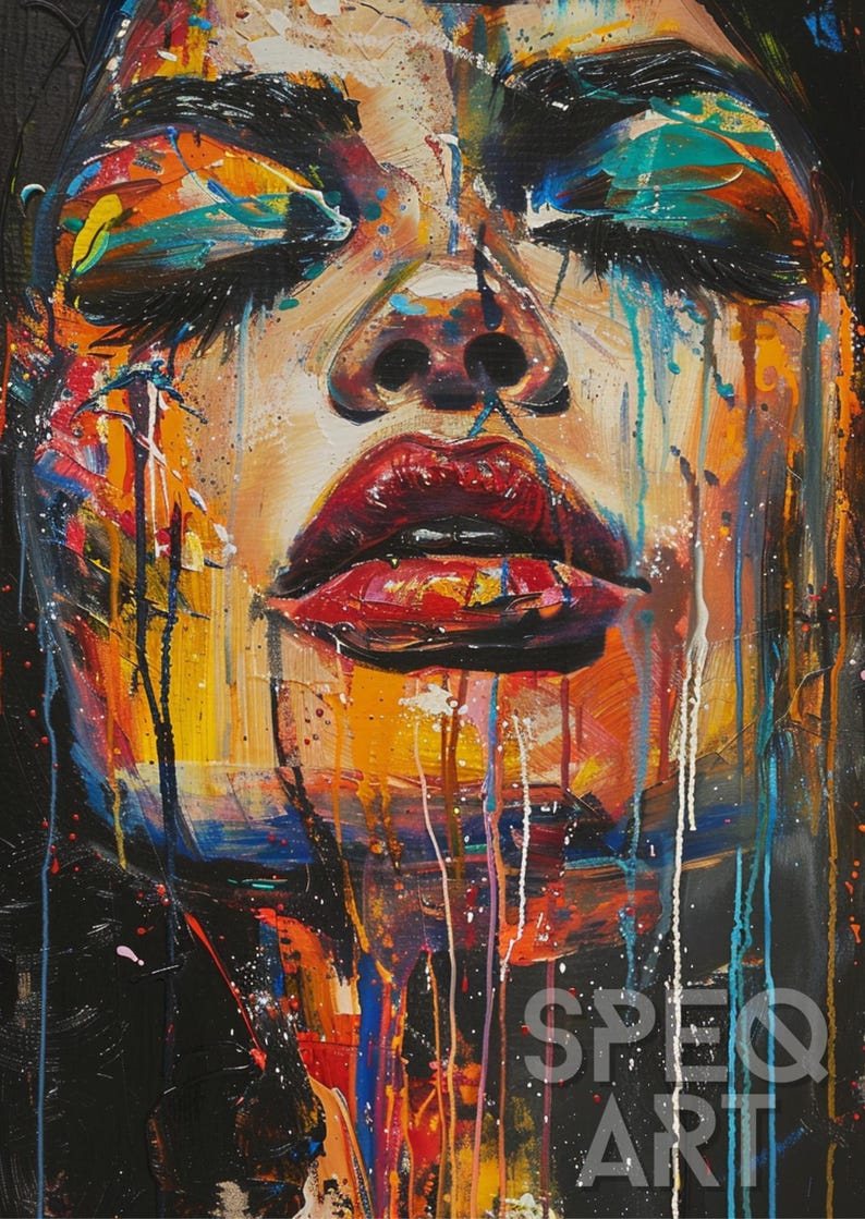 Digital Abstract Portrait Art | Printable Wall Decor | Instant Download ...