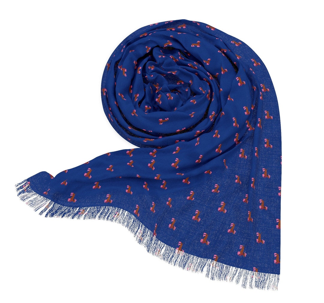 Dog Scarf for Women, Wiener Dog Scarf, Blue Scarf, Dachshund Scarf ...