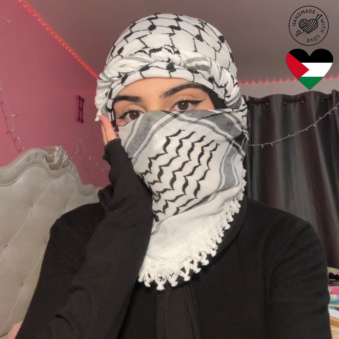 Keffiyeh Palestinian Style Cotton Scarf With Tassels,arab Scarf ...