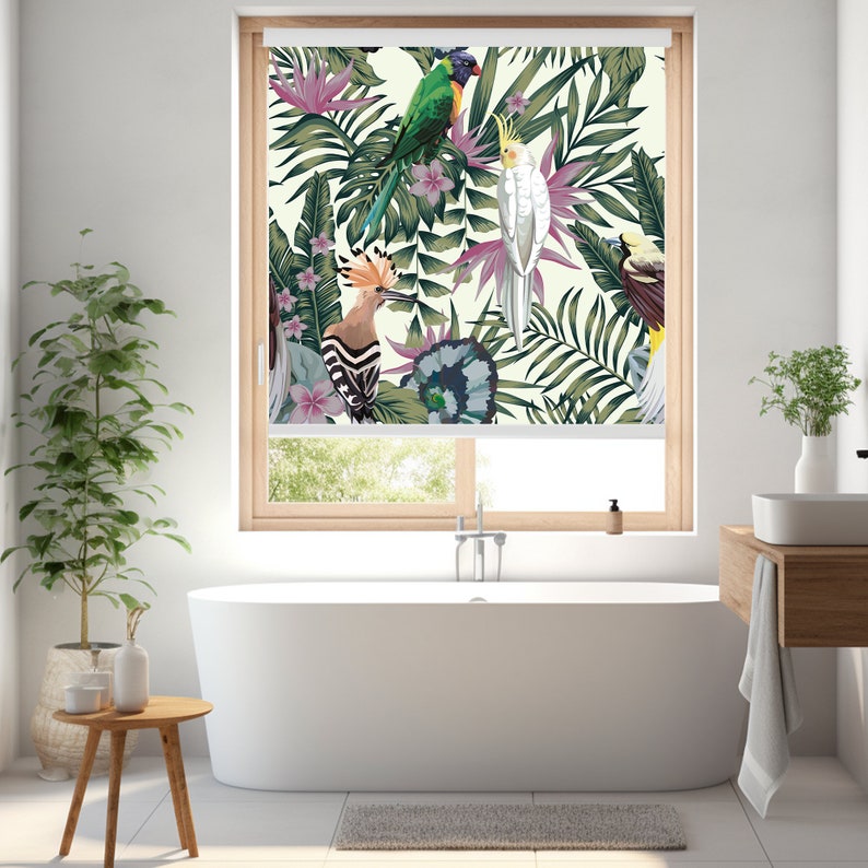 Tropical Pattern Roller Blinds for Window or Door, Green Consept Window ...