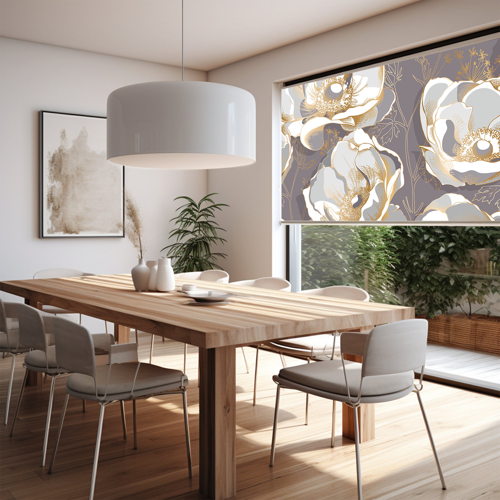 Flowers Pattern Roller Blinds for Window or Door, Window Roller Shades ...