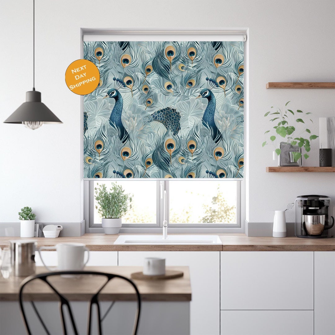 Peacock Pattern Window Roller Shades, Roller Blinds for Window or Door ...