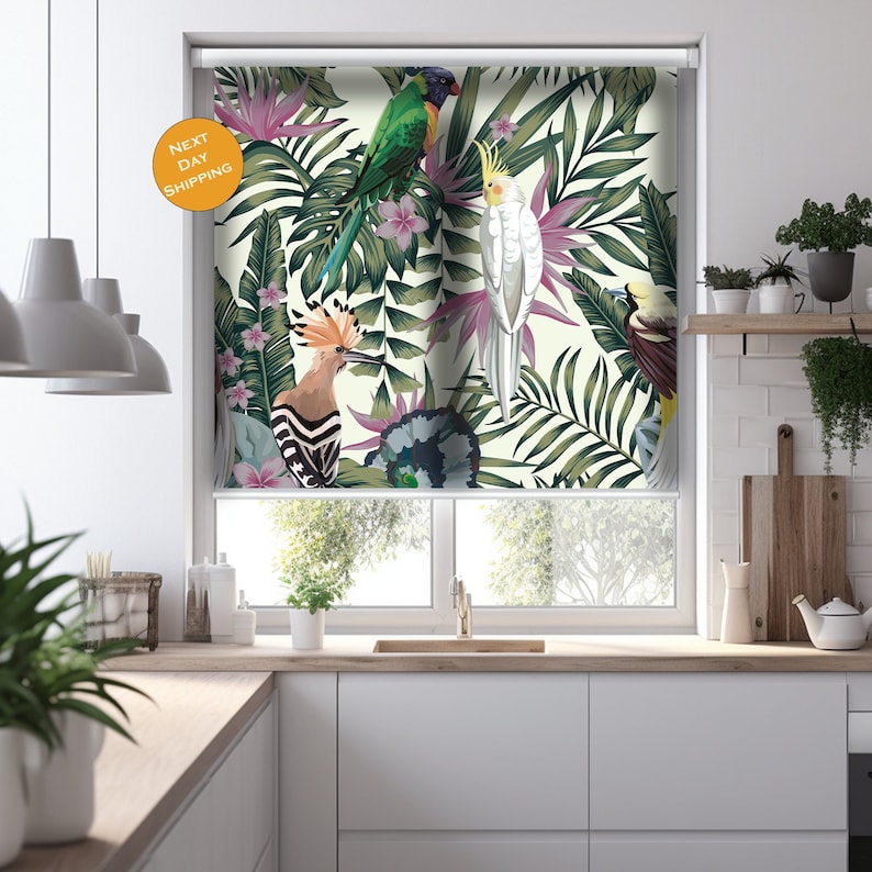 Tropical Pattern Roller Blinds for Window or Door, Green Consept Window ...