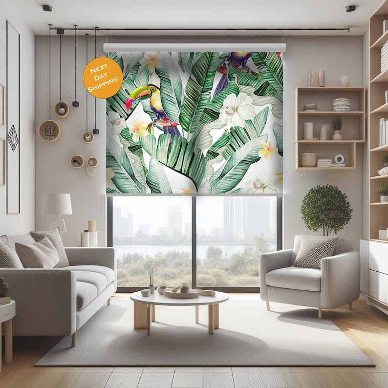 Tropical Pattern Roller Blinds for Window or Door, Green Consept Window ...