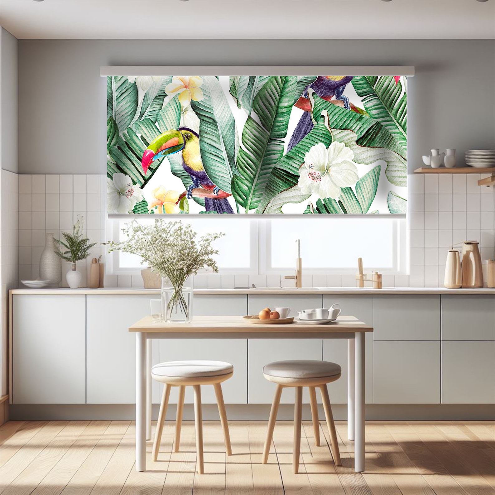 Tropical Pattern Roller Blinds for Window or Door, Green Consept Window ...