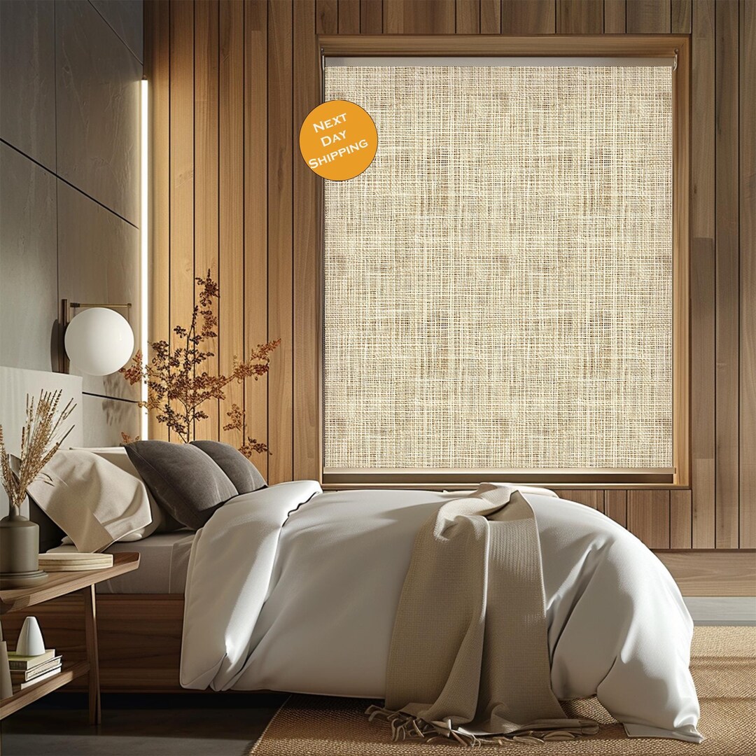 Window or Door Roller Blinds, Boho Style Jute Patterned Window Roller ...