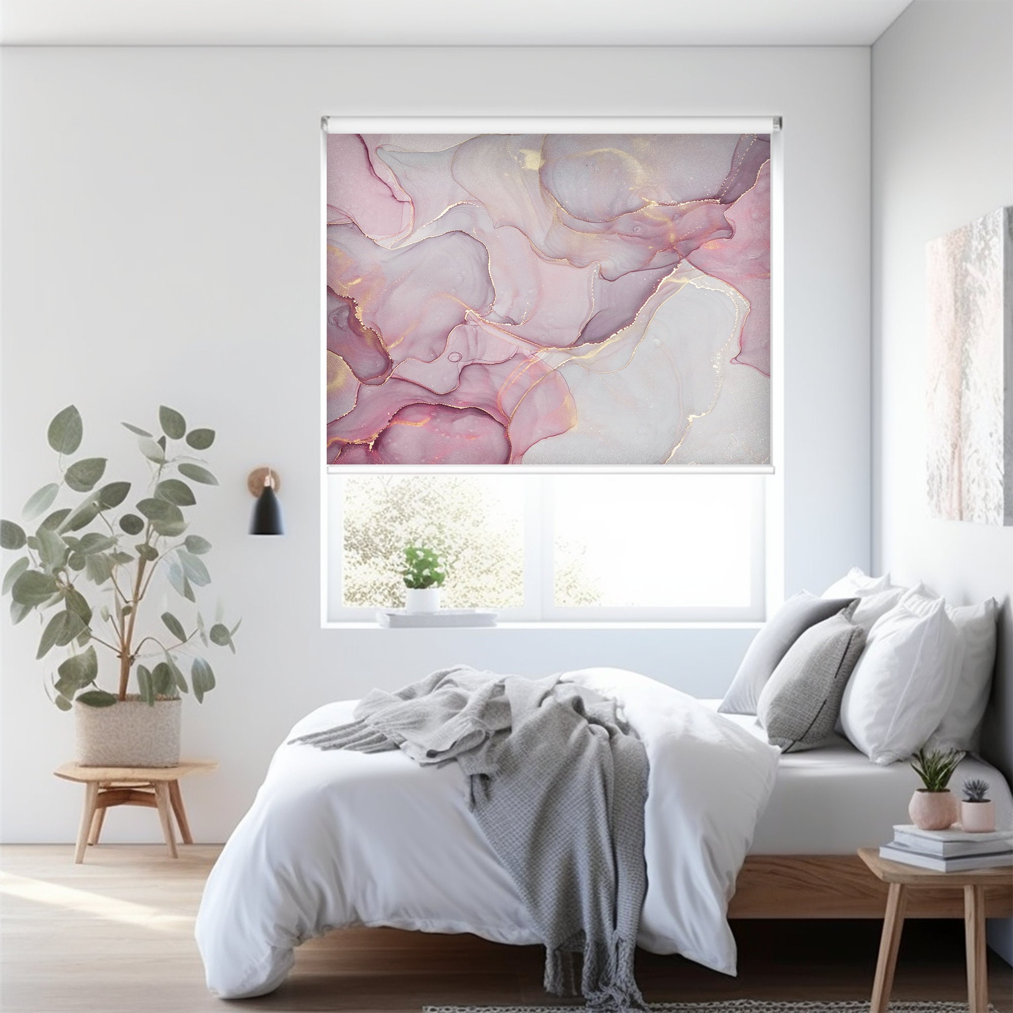 Pink Room Roller Blinds for Window or Door, Bohemian Style Window ...