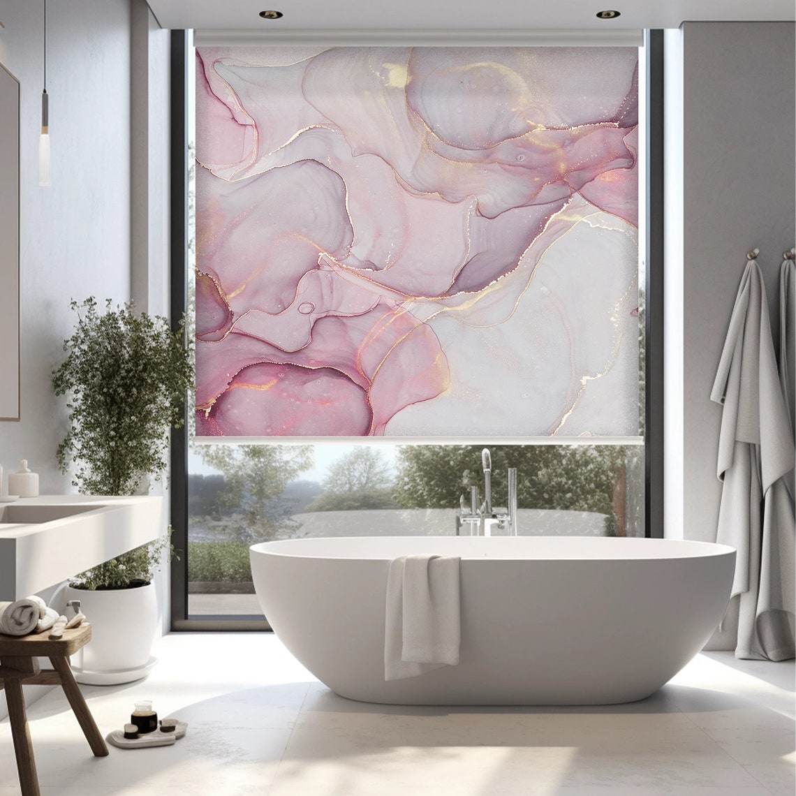 Pink Room Roller Blinds for Window or Door, Bohemian Style Window ...