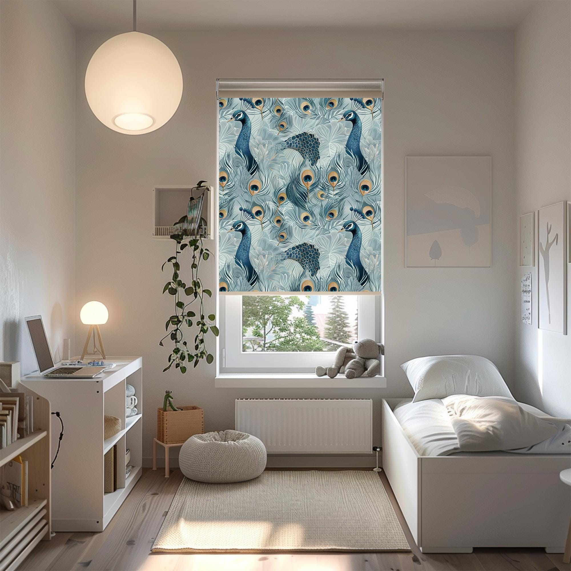 Peacock Pattern Window Roller Shades, Roller Blinds for Window or Door ...