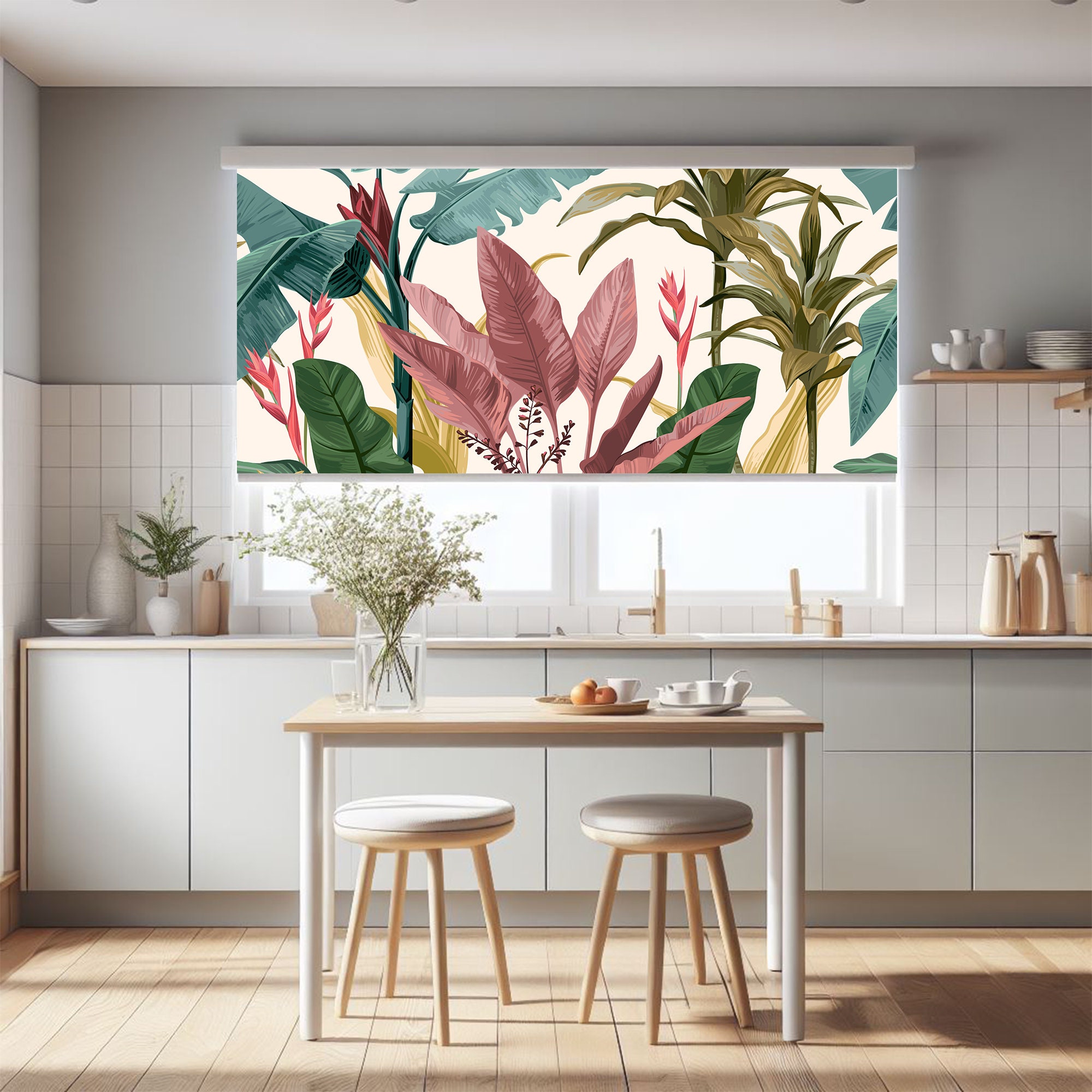 Flowers Pattern Roller Blinds for Window or Door, Window Roller Shades ...