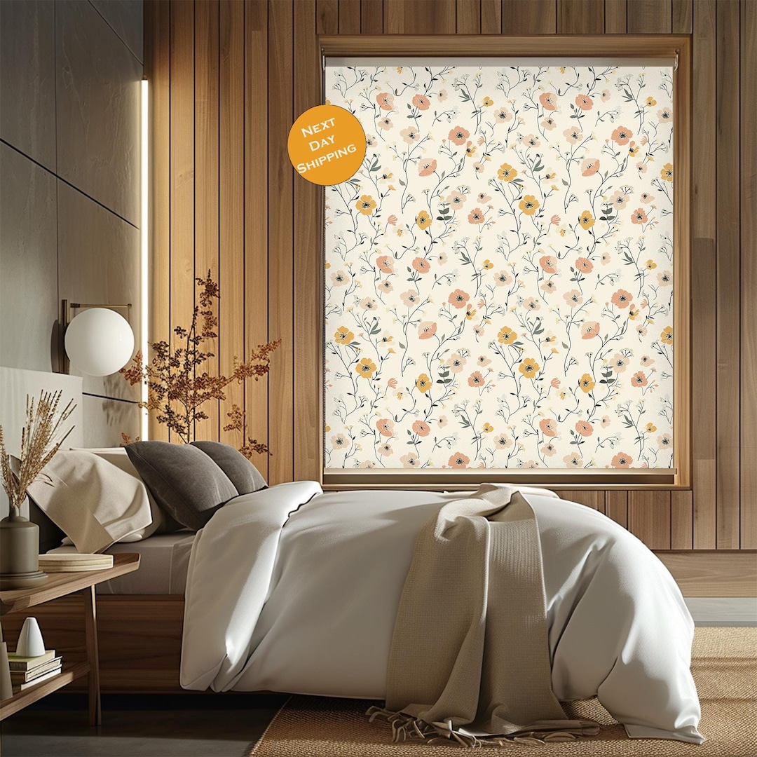Flowers Pattern Roller Blinds for Window or Door, Window Roller Shades ...