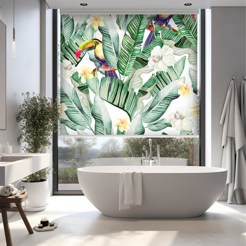 Tropical Pattern Roller Blinds for Window or Door, Green Consept Window ...