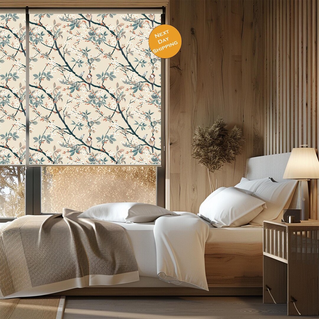 Bohemian Style Bird Pattern Window Roller Blinds, Natural Room Window ...