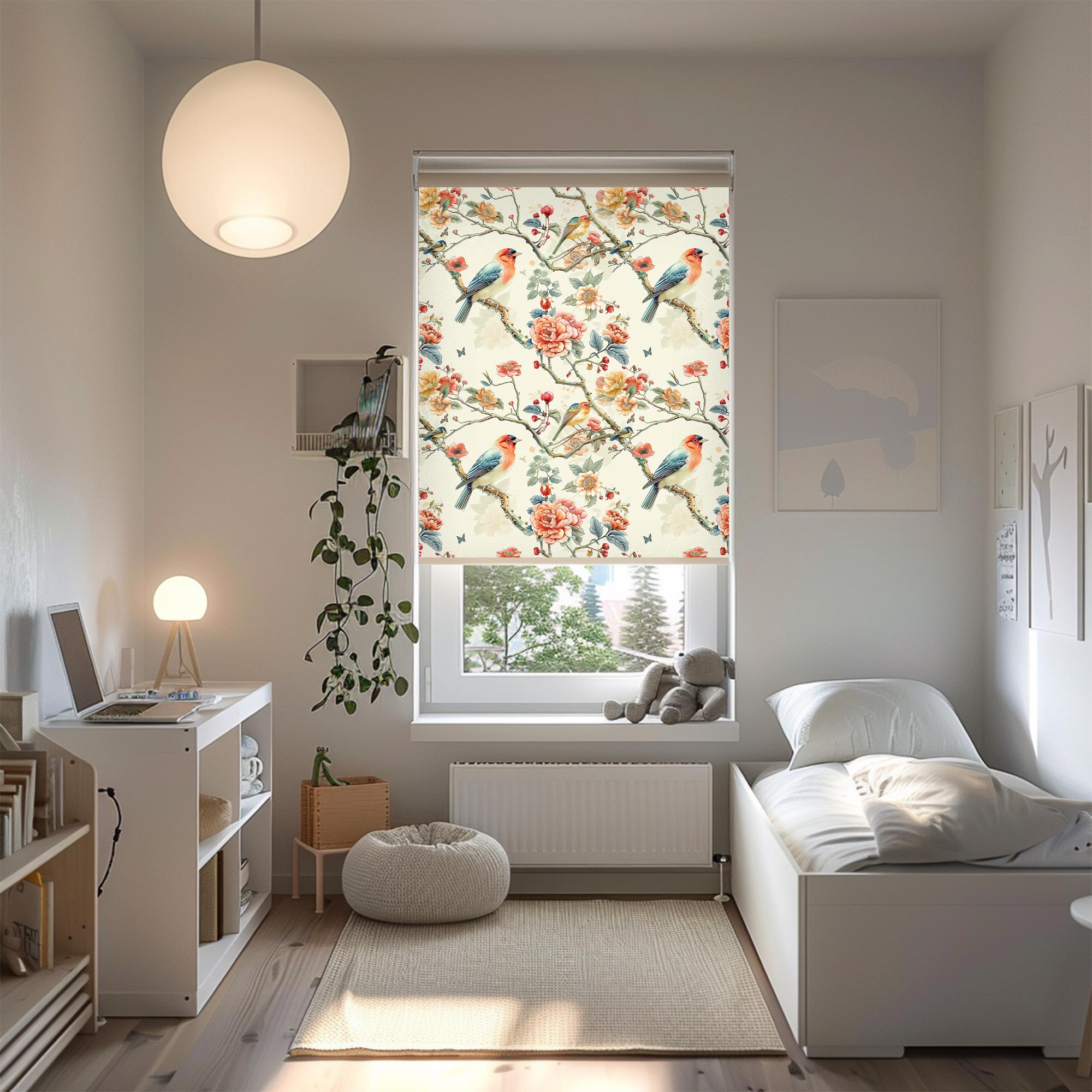 Bohemian Style Bird Pattern Window Roller Blinds, Natural Room Window ...