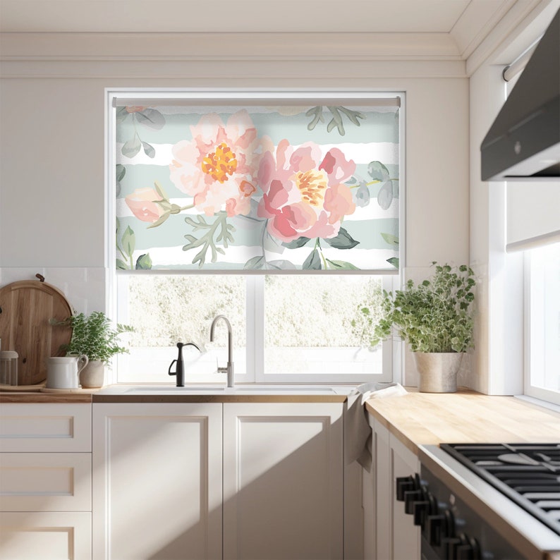 Flowers Pattern Roller Blinds for Window or Door, Window Roller Shades ...