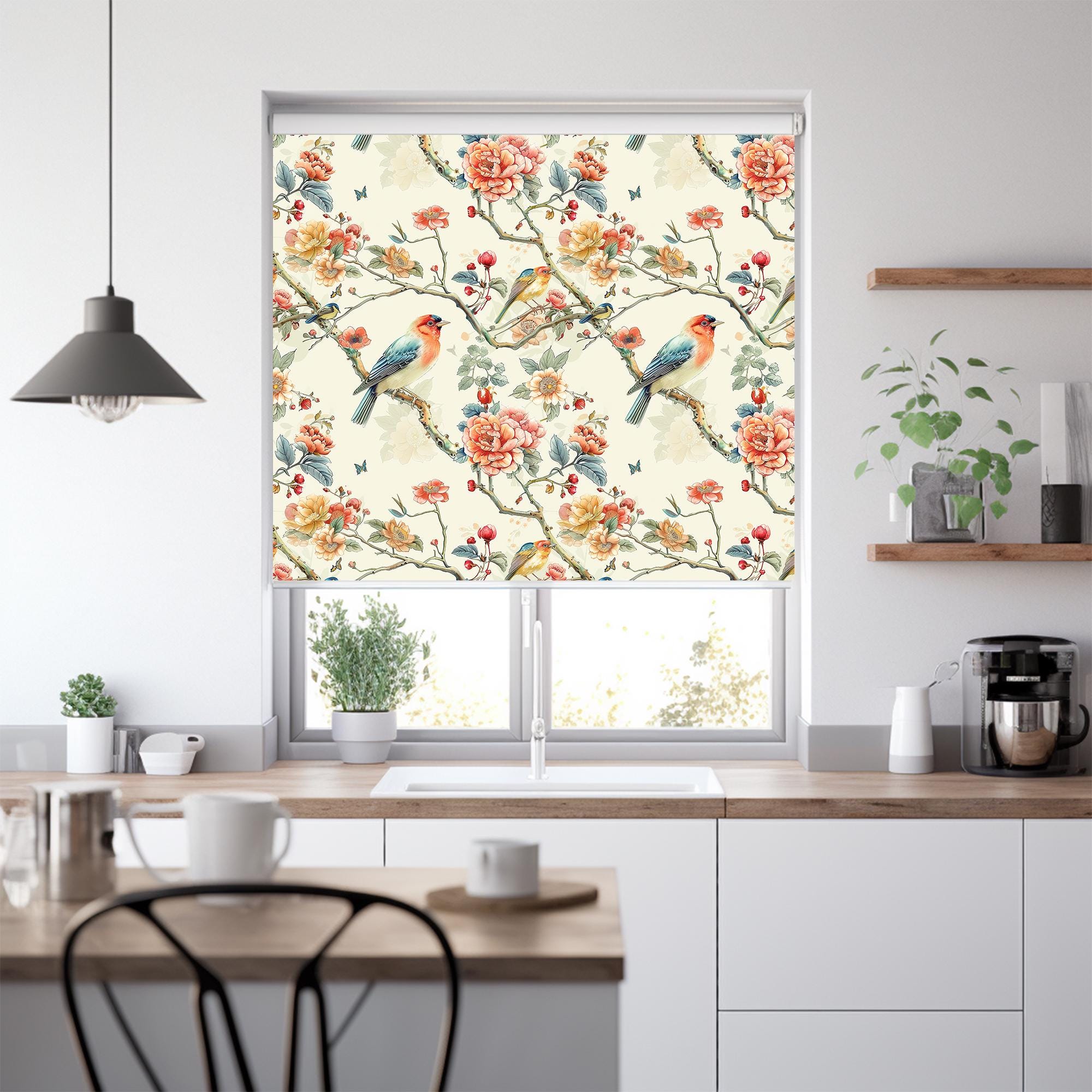 Bohemian Style Bird Pattern Window Roller Blinds, Natural Room Window ...