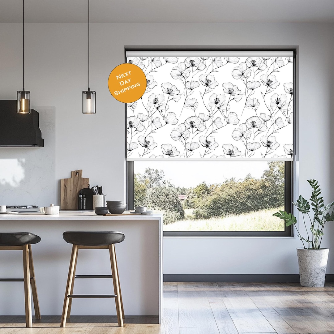 Flowers Pattern Roller Blinds for Window or Door, Window Roller Shades ...