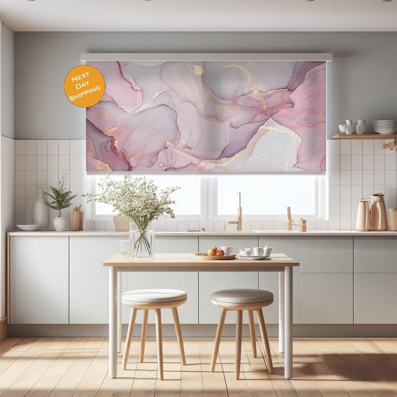 Pink Room Roller Blinds for Window or Door, Bohemian Style Window ...