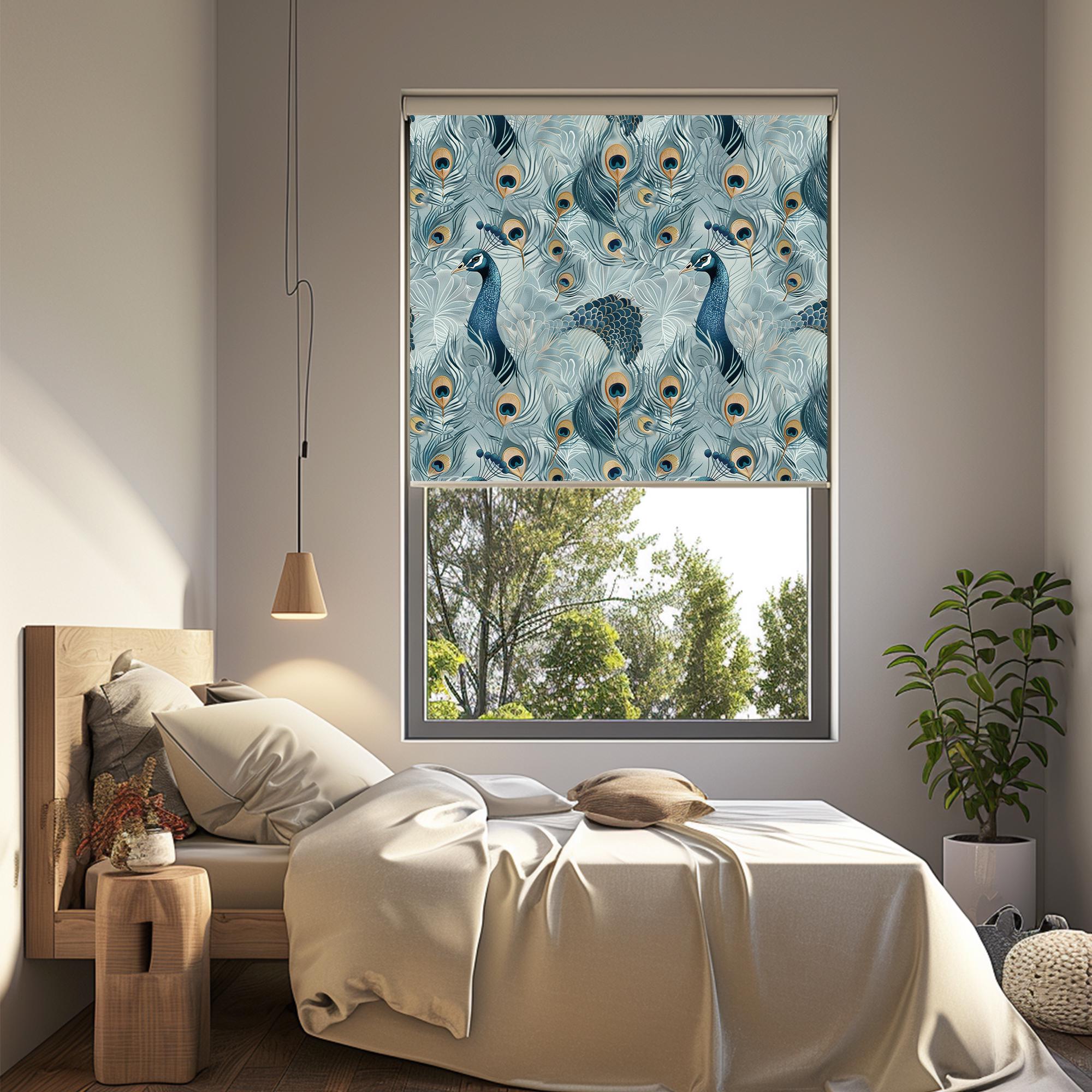 Peacock Pattern Window Roller Shades, Roller Blinds for Window or Door ...
