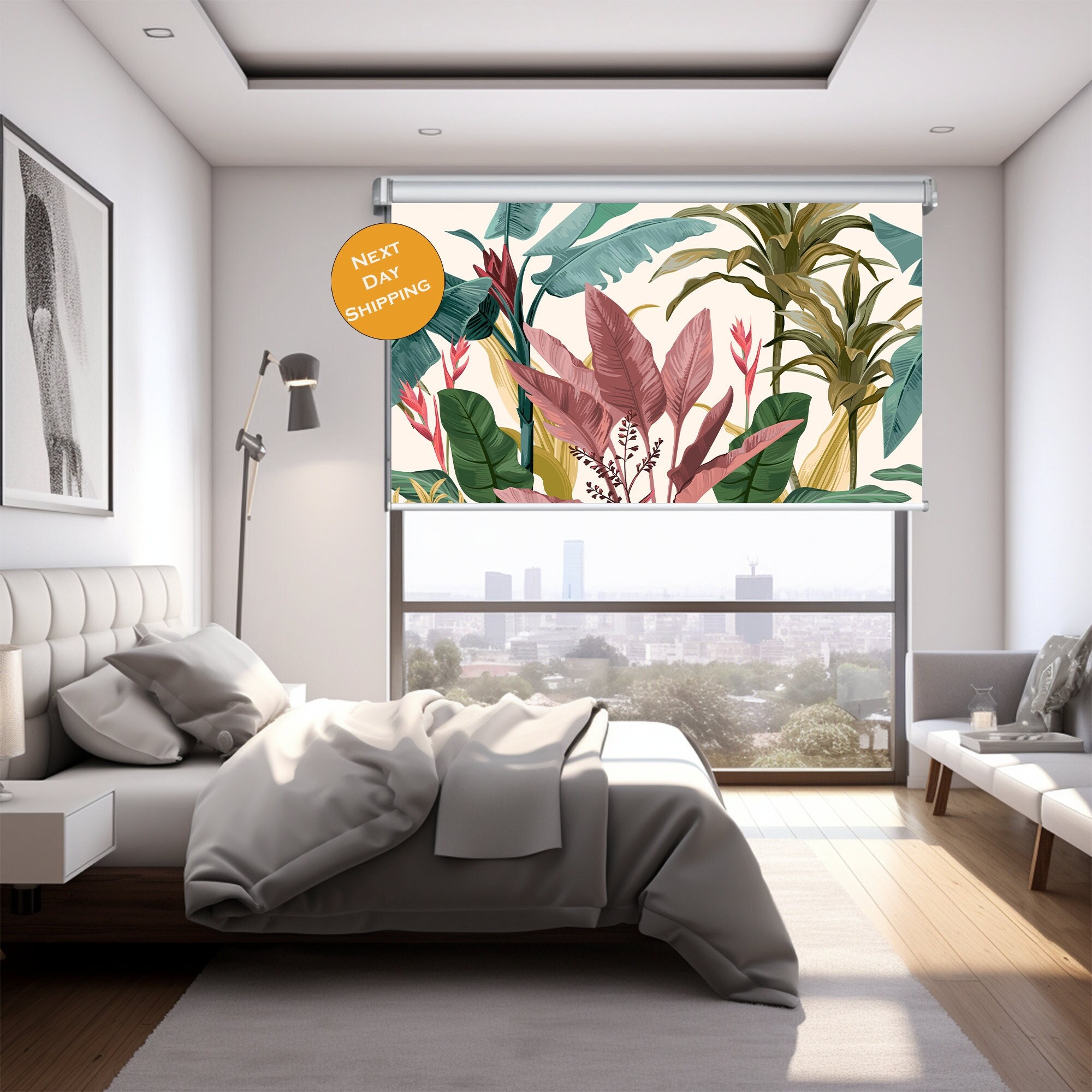 Flowers Pattern Roller Blinds for Window or Door, Window Roller Shades ...