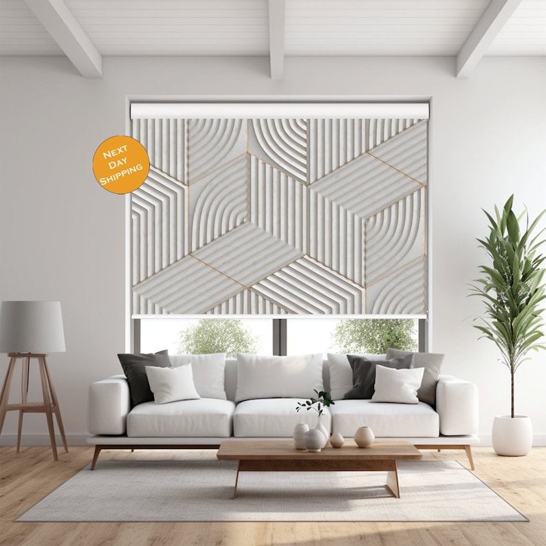 Natural Room Roller Blinds for Window or Door With 3D Pattern, Bohemian ...