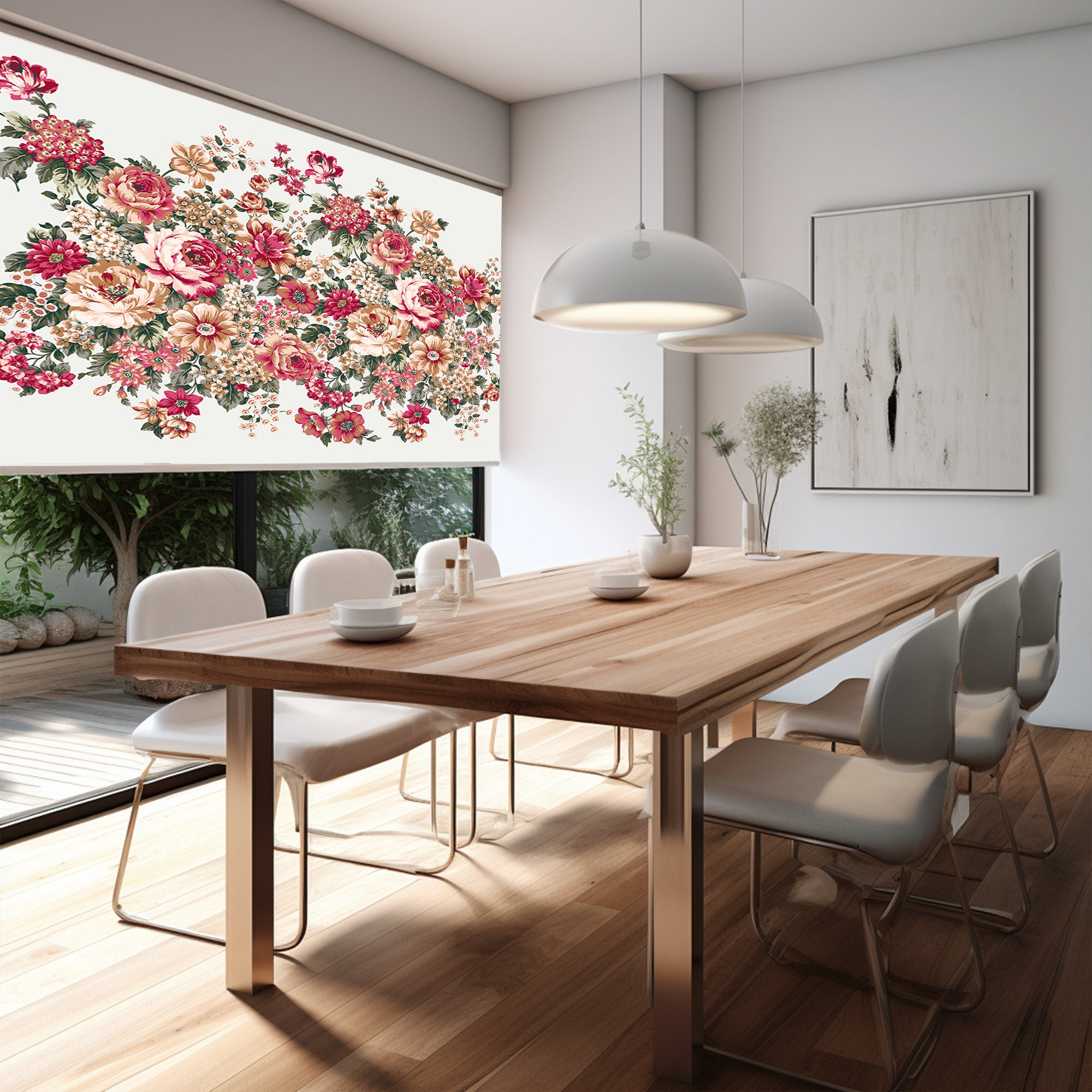 Flowers Pattern Roller Blinds for Window or Door, Window Roller Shades ...