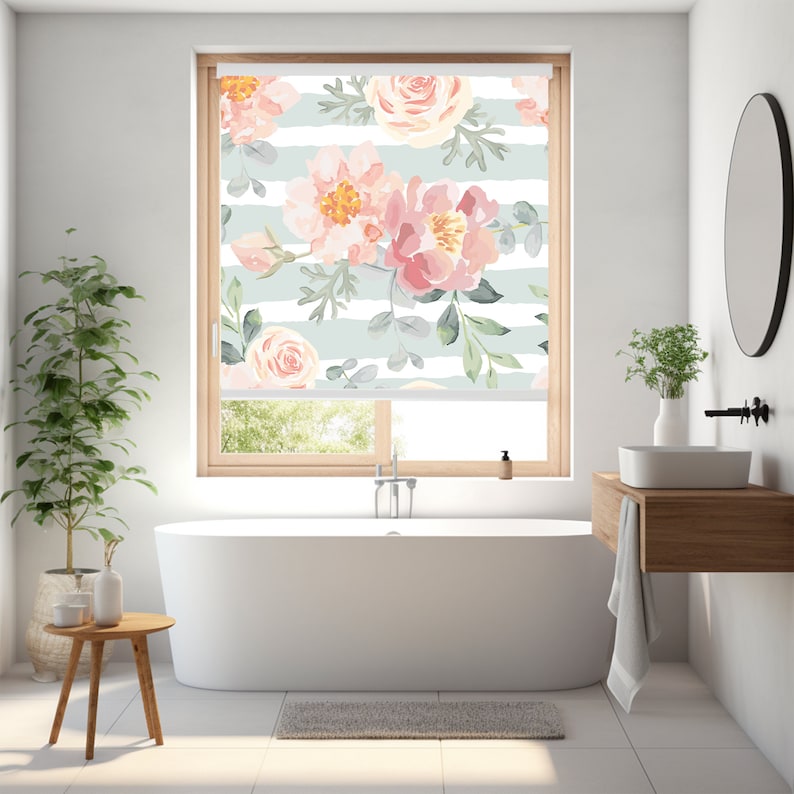 Flowers Pattern Roller Blinds for Window or Door, Window Roller Shades ...