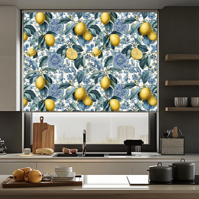Lemon Pattern Roller Blind: Lemon Toile Vintage Window Shade - Etsy