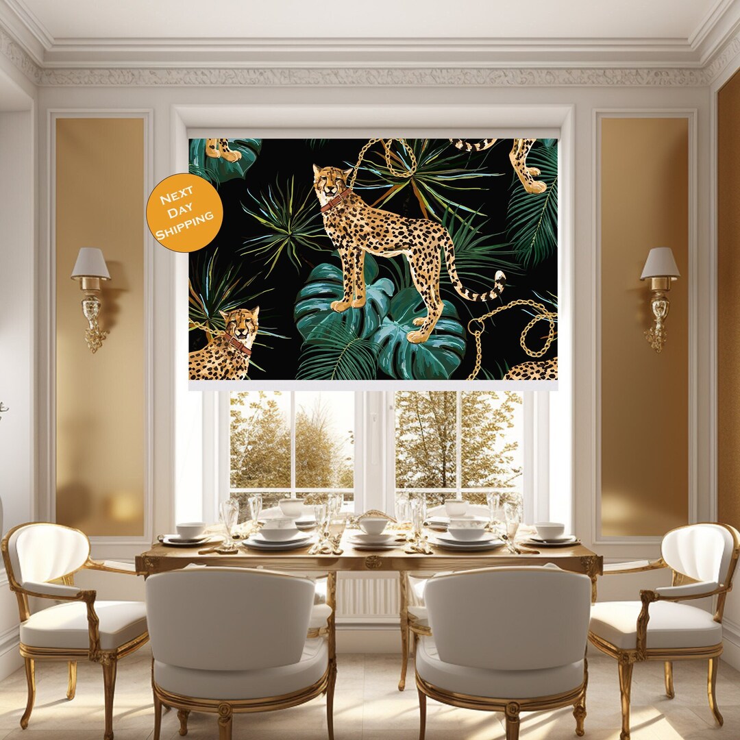 Leopard Pattern Natural Room Roller Blinds for Window or Door, Bohemian ...