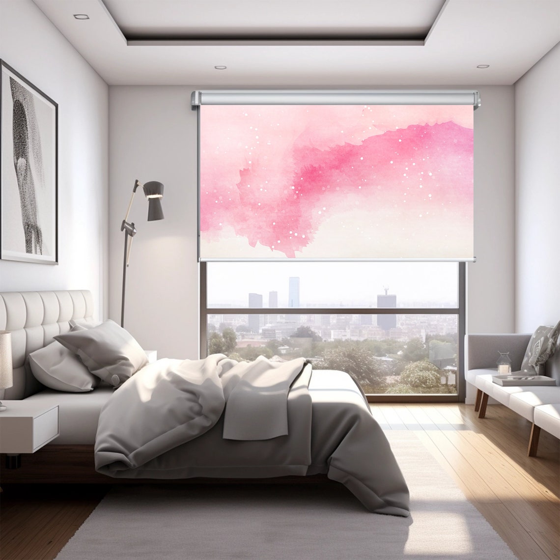 Pink Room Roller Blinds for Window or Door, Bohemian Style Window Roller Shades, Printed Roller ...