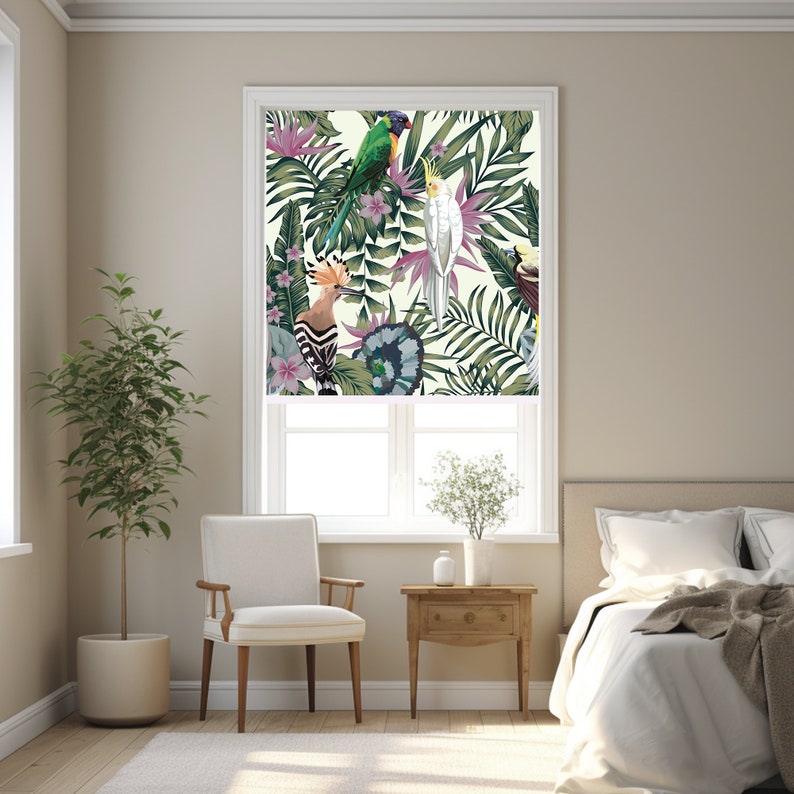 Tropical Pattern Roller Blinds for Window or Door, Green Consept Window ...