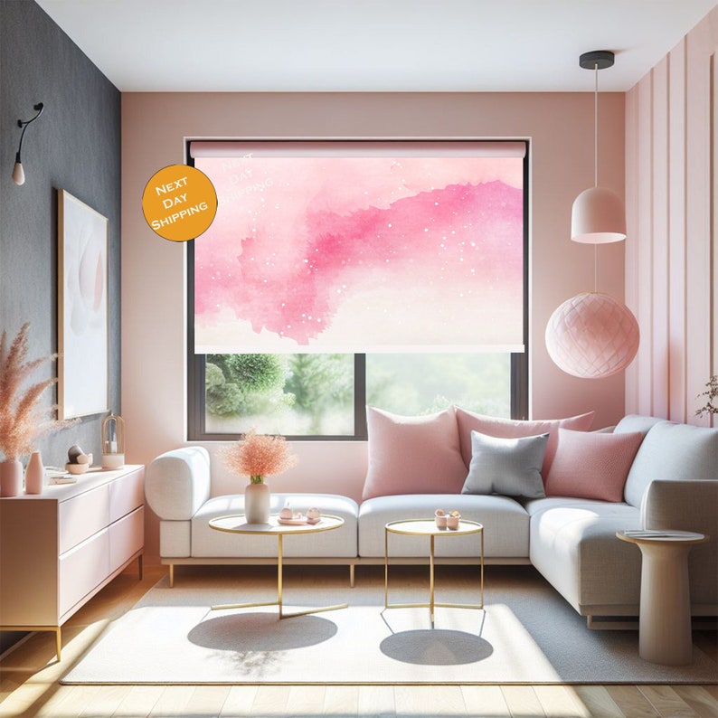 Pink Room Roller Blinds for Window or Door, Bohemian Style Window ...