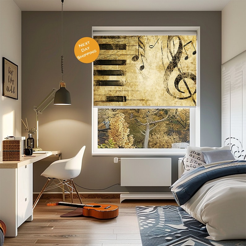 Music Patterned Printed Roller Blind, Roller Blinds for Window or Door ...