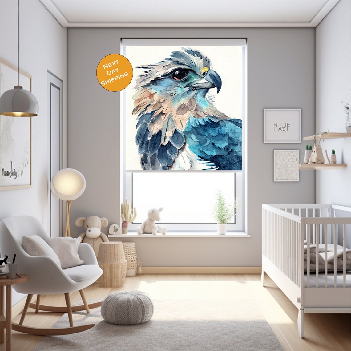 Natural Room Window or Door Roller Blinds, Bohemian Style Bird Pattern ...