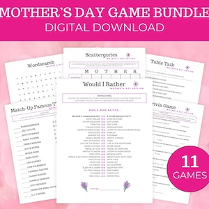 Mothers Day Bundle | Family Games | Mothers Day Printable | Games ...