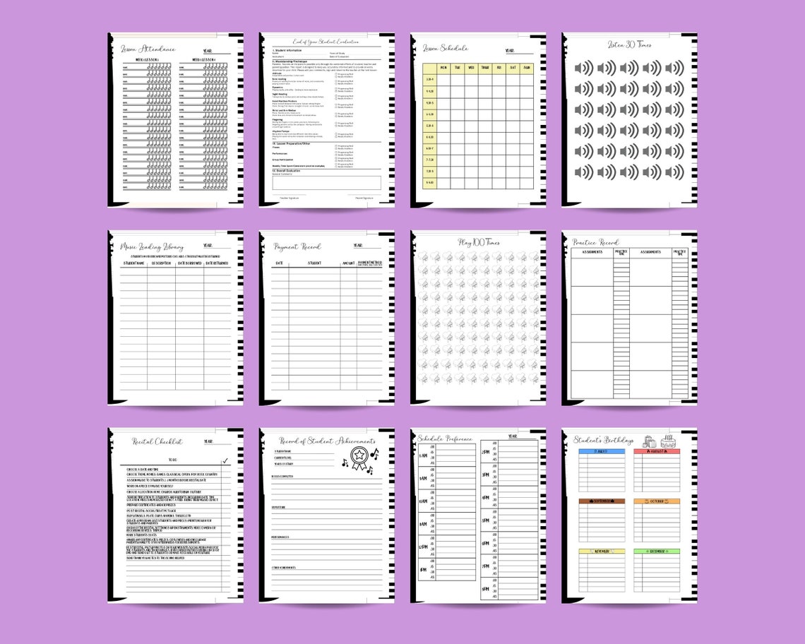 Music Studio Binder | Teacher Binder | Student Forms | Practice Record ...
