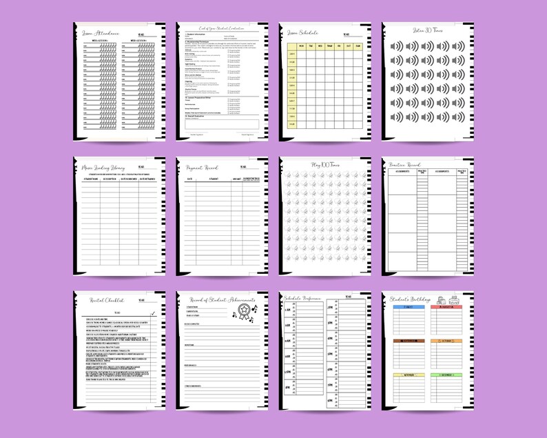 Music Studio Binder | Teacher Binder | Student Forms | Practice Record ...