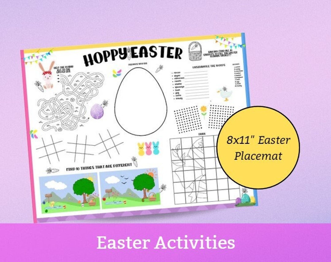 Easter Placemat Activity | Easter Activity Game | Treat Box | Easter ...