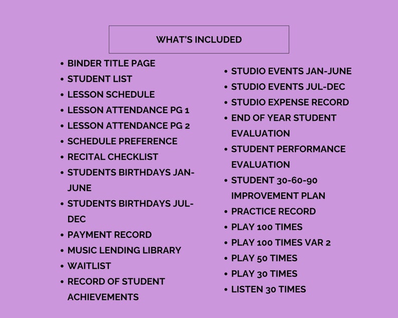 Music Studio Binder | Teacher Binder | Student Forms | Practice Record ...