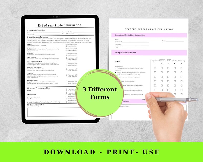 Music Student Assessment Bundle: Evaluation, Performance, and Growth ...