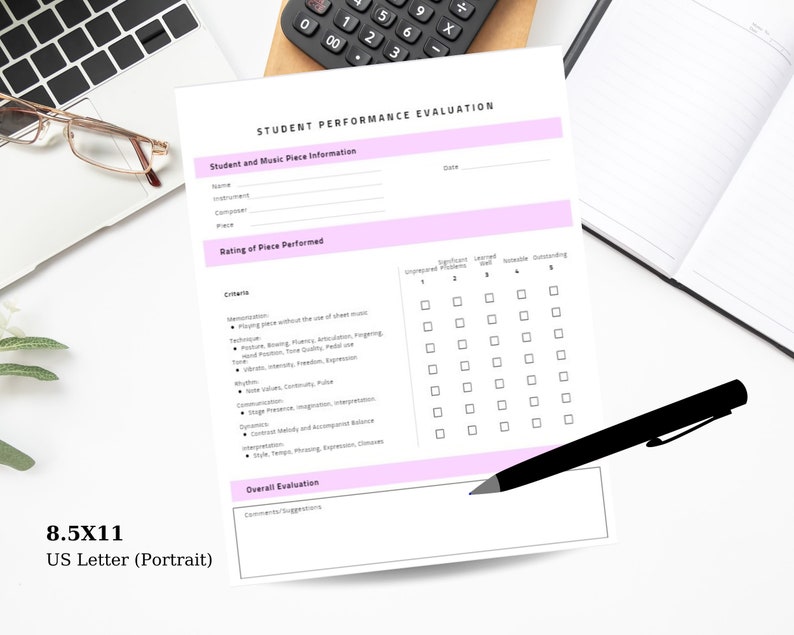 Music Student Assessment Bundle: Evaluation, Performance, and Growth ...