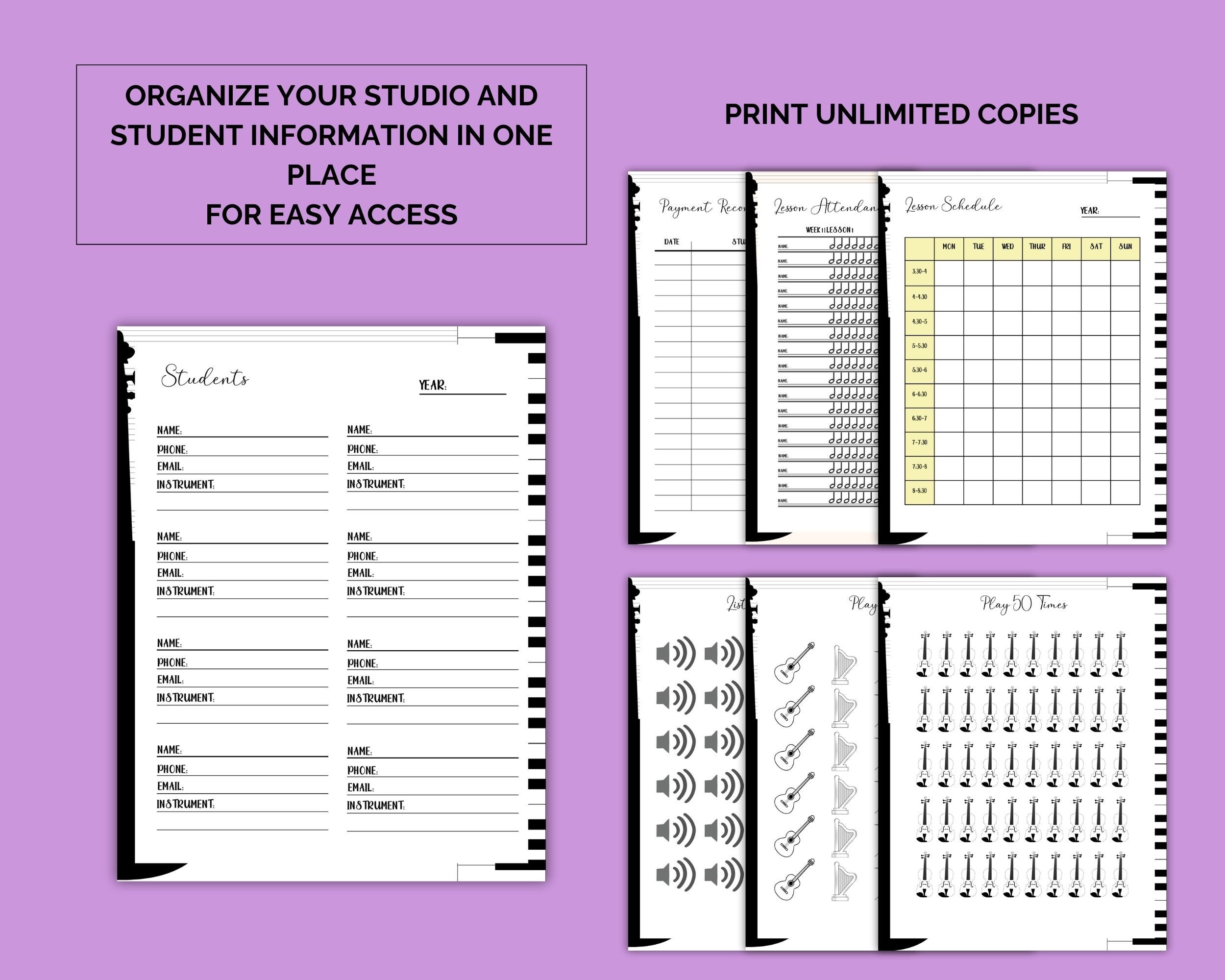 Music Studio Binder | Teacher Binder | Student Forms | Practice Record ...